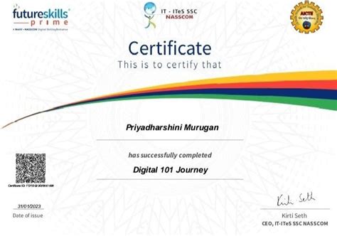 Priyadharshini Murugan On Linkedin Digitalskills Futureskillsprime
