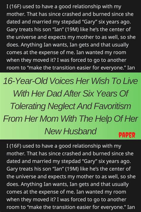 16 Year Old Voices Her Wish To Live With Her Dad After Six Years Of