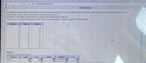Solved Please Find The F Crit And Show The Formula Excel