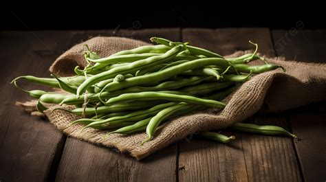 Bundle Of Green Beans Sit On Table Background Picture Of String Beans