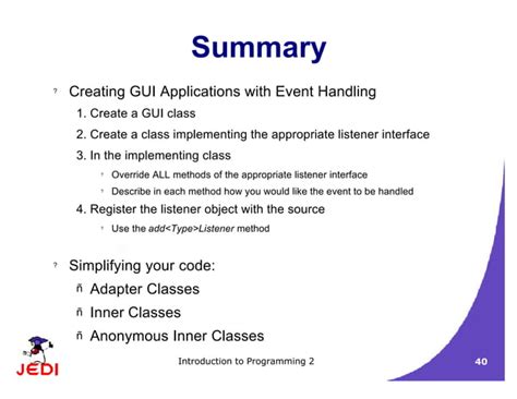 JEDI Slides Intro2 Chapter20 GUI Event Handling Pdf Programming Languages Computing