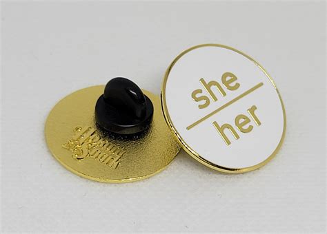 Modern Minimalist Pronoun Pin She Her Pin Choose Whitegold White