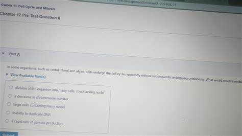 solved كweek 11 ﻿cell cycle and mitosischapter 12 ﻿pre test