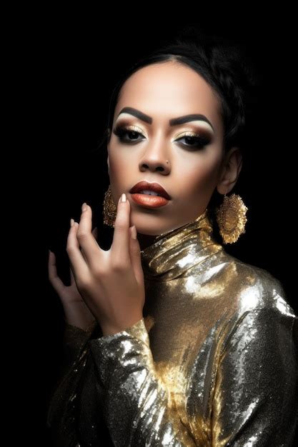 Premium Ai Image Shot Of A Beautiful Young Woman Wearing Silver And Gold Clothing Created With