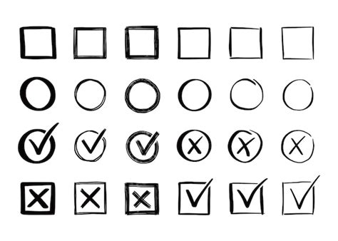 Premium Vector Check And Cross Mark Set Hand Drawn Doodle Sketch Style Vote Yes No Drawn