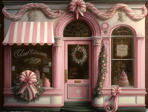 Premium Ai Image A Pink And White Building With A Candy Store Front