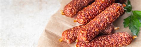 드라이 경화 소시지 훈제 소시지 요리되지 않은 고기 식사 패스트 푸드 간식 테이블 복사 공간 음식 배경 소박한 맨 위 보기 가공육에 대한 스톡 사진 및 기타 이미지 Istock