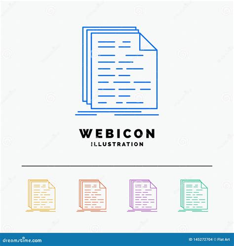 Code Coding Doc Programming Script 5 Color Line Web Icon Template