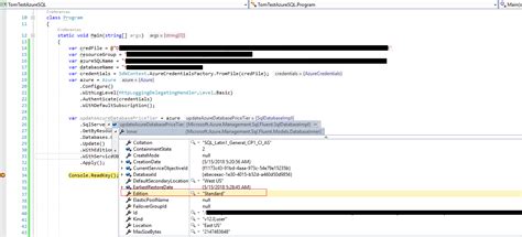 C How To Set A Server Level Objective Pricing Tier For An Existing Db In Azure Fluent Api