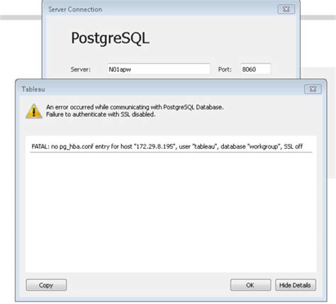 Unable To Connect Tableau Metadata Tablestableau Version 9