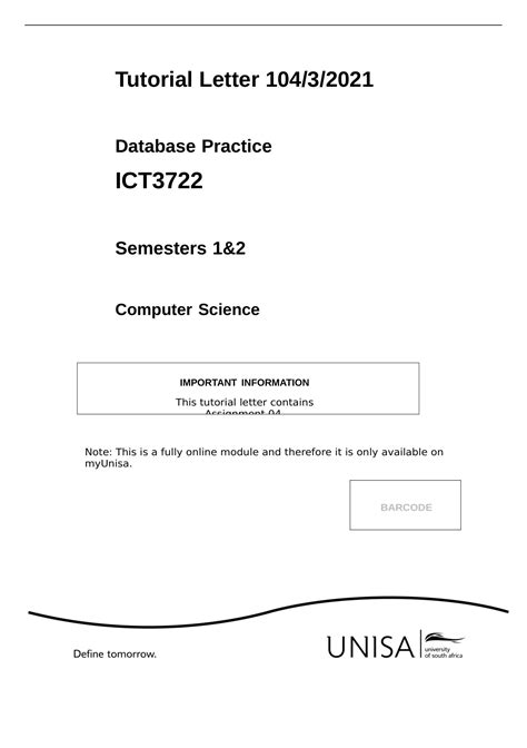 Ict3722 Assignment Semester 1 And2 Database Practice With Answers 100