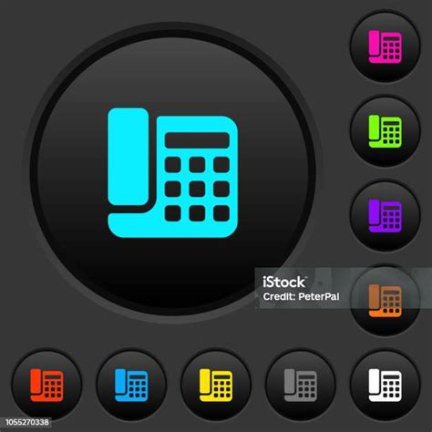 사무실 전화 어두운 푸시 버튼 컬러 아이콘 It 지원에 대한 스톡 벡터 아트 및 기타 이미지 It 지원 Voip 곡선 Istock