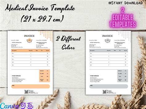 Editable Medical Invoice Template Minimalist Business Invoice Custom Doctor S Medical Bill