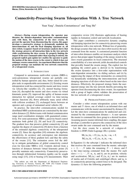 Pdf Connectivity Preserving Swarm Teleoperation With A Tree Network