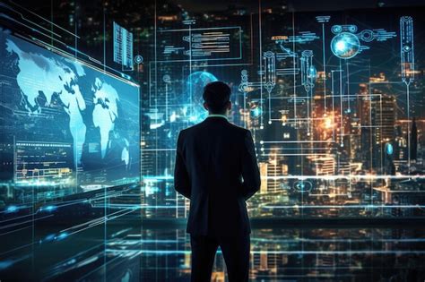 Premium Ai Image A Businessman Leverages Artificial Intelligence To Analyze And Present