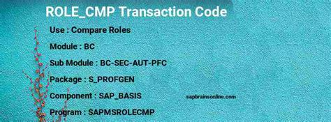 ROLE CMP SAP Tcode For Compare Roles