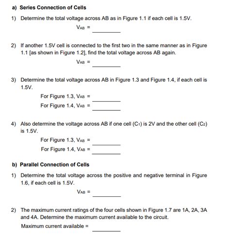 Solved A Series Connection Of Cells Determine The Total Chegg Com