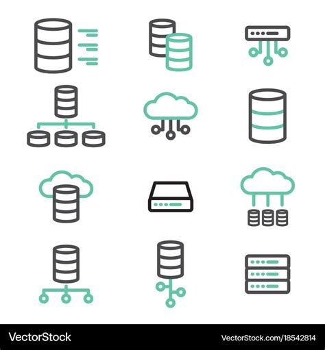 Database Server Line Icons Set Royalty Free Vector Image