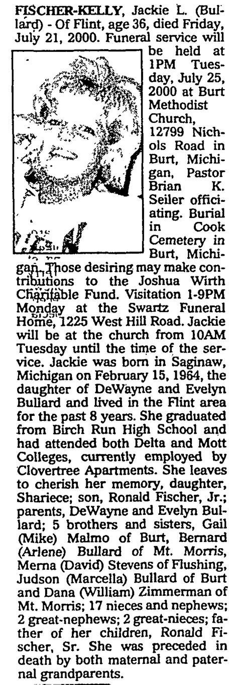 Jackie Lynn Bullard Fischer 1964 2000 Mémorial Find A Grave
