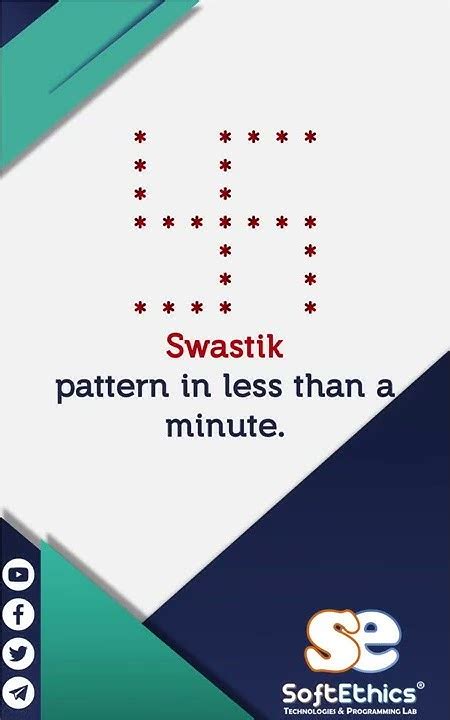 Swastik Pattern Learn To Code Asterisk Pattern In Less Than A Minute