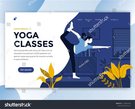 Landing Page Template Yoga Classes Modern Stock Vector Royalty Free