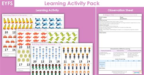 eyfs matching objects to numerals 11 20 learning activity classroom