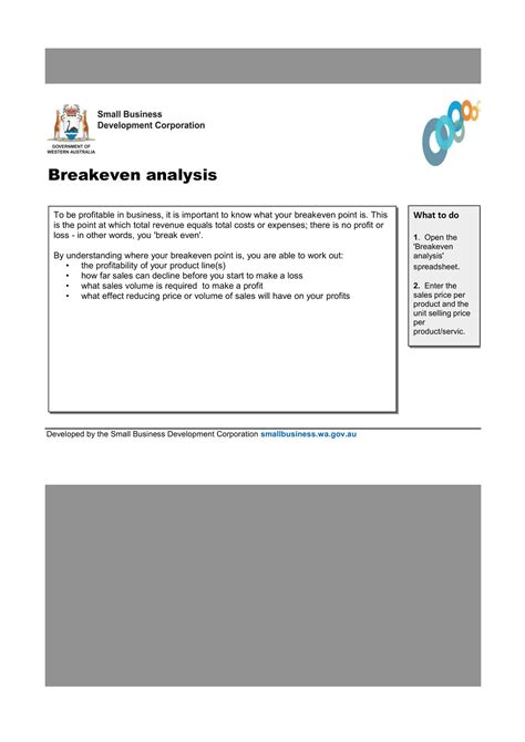 Free Printable Break Even Analysis Templates [pdf Excel]