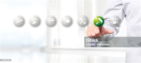 손 터치 스크린 인터페이스 페인트 롤러 기호 아이콘 웹 배너 추진 가리키기에 대한 스톡 사진 및 기타 이미지 가리키기 개념 개념 기호 Istock