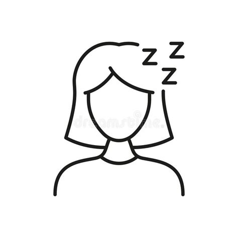 Sleeping Woman Line Icon Rest Relaxation And Sleep Symbol Female Character With Sleep Zzz