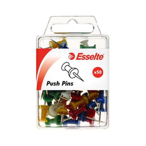 Esselte Assorted Colours Push Pins Box Of 50 Inkdepot