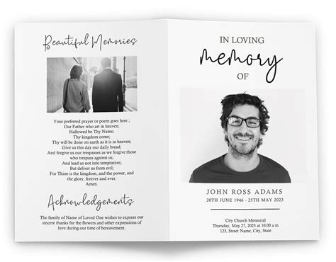 Printable Catholic Funeral Mass Program Template