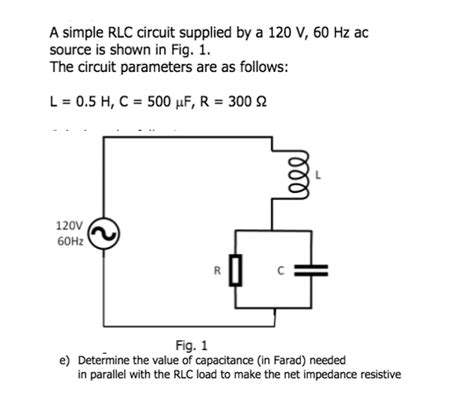 Solved A Simple RLC Circuit Supplied By A 120 V 60 Hz Ac Chegg Com