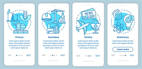 Manufacturing Process Blue Onboarding Mobile App Page Screen With