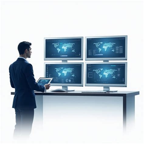 Operator Monitoring It Technology On 4 Screens Stable Diffusion Online