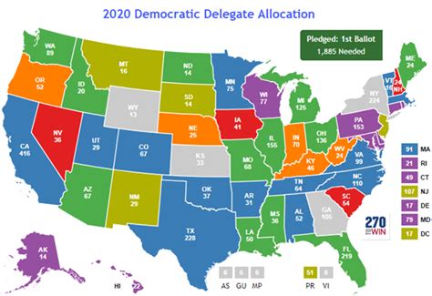 Updated Democratic Primary Map With Pledged Delegate Counts 270towin