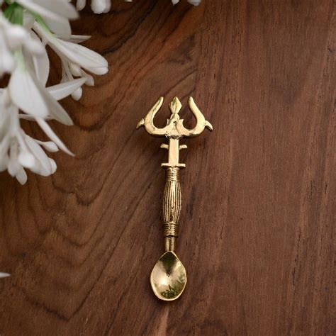 Trishul Mini Spoon Pendant Chain Necklace Handmade Brass Boho Pendant Unique Pendant Necklace