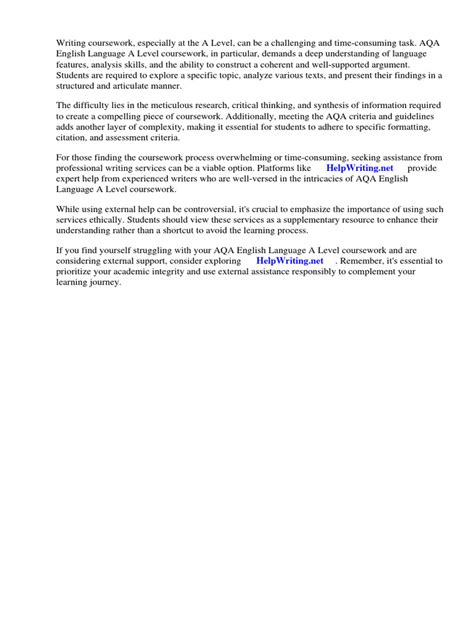 Aqa English Language A Level Coursework Examples Pdf Facebook Linked In