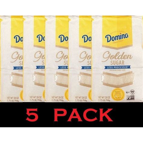 5x Domino Premium Pure Cane Golden Sugar 28 Oz 1 75 Lb Bag 5 Pack