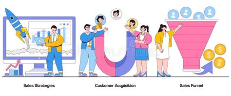Sales Strategies Customer Acquisition Sales Funnel Concept With