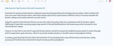 Generate Pugh Decision Matrix With Ai Using Jeda Ais Ai Workspace