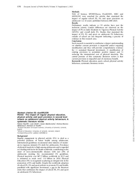 Pdf P03 03 The Impact Of Regular Physical Education Physical