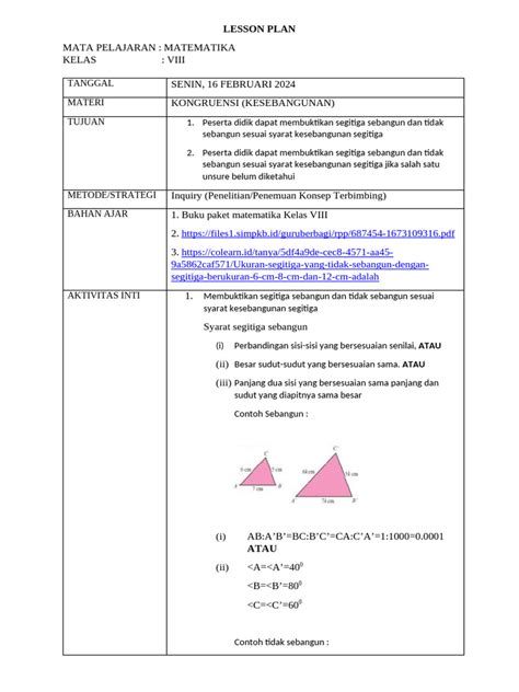 Lesson Plan Math Viii 19022024 Pdf