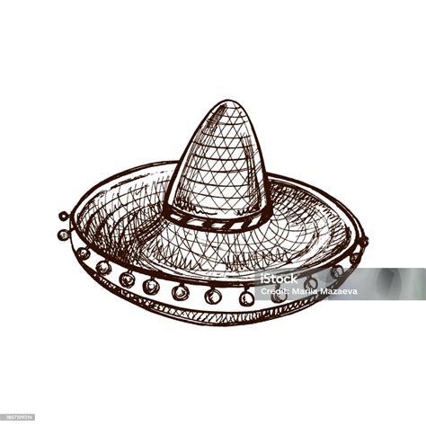Handdrawn Sombrero Sketch Vintage Drawing Of Hat Vector Black Ink