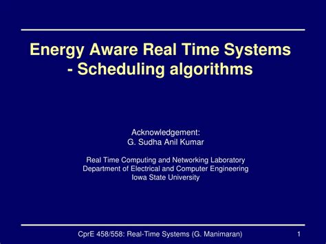 Ppt Energy Aware Real Time Systems Scheduling Algorithms Powerpoint