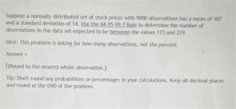 solved suppose a normally distributed set of stock prices