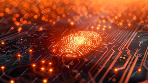 Enhancing Biometric Security With Fingerprint Scans Finger On Circuit Board Lighting Up Concept