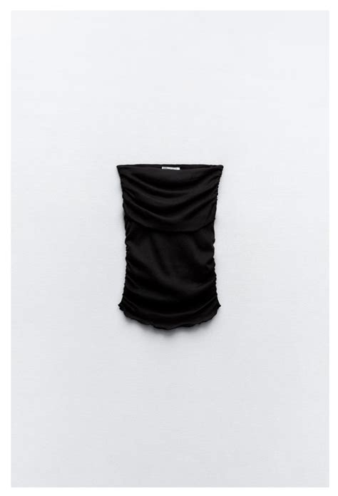 Zara Black Off The Shoulder Top With Gathered Details Womens Fashion