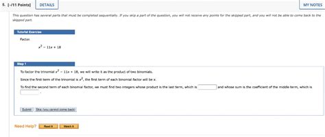 solved skipped part factor x2−11x 18 step 1 to factor the