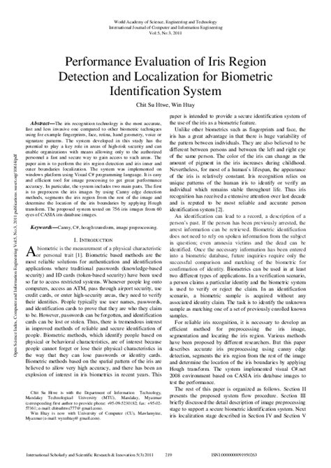 pdf performance evaluation of iris region detection and localization