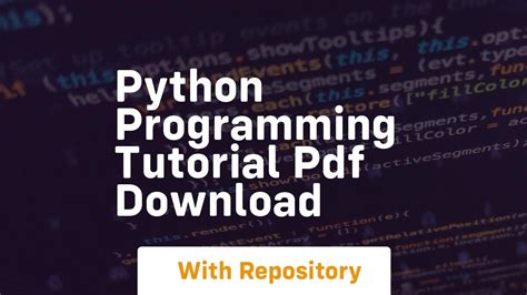 Python Programming Tutorial Pdf Download Youtube